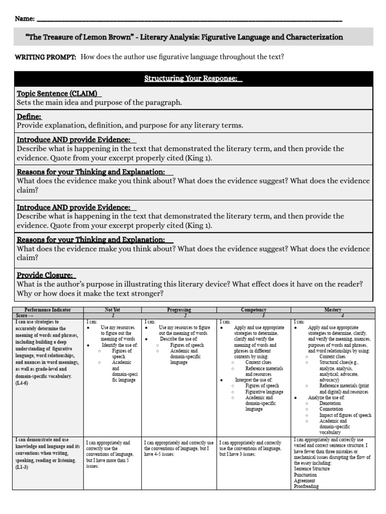 5b. Figurative Language - Characterization Literary Analysis | PDF ...