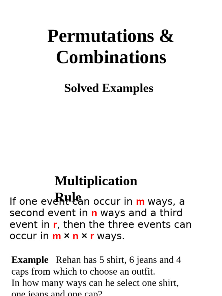 Permutations and Combinations Explained | PDF | Poker | Discrete ...