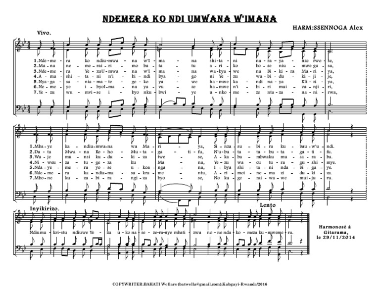Ndemera Ko Ndi Umwana W'imana - Harm - Ssennoga Alex | PDF