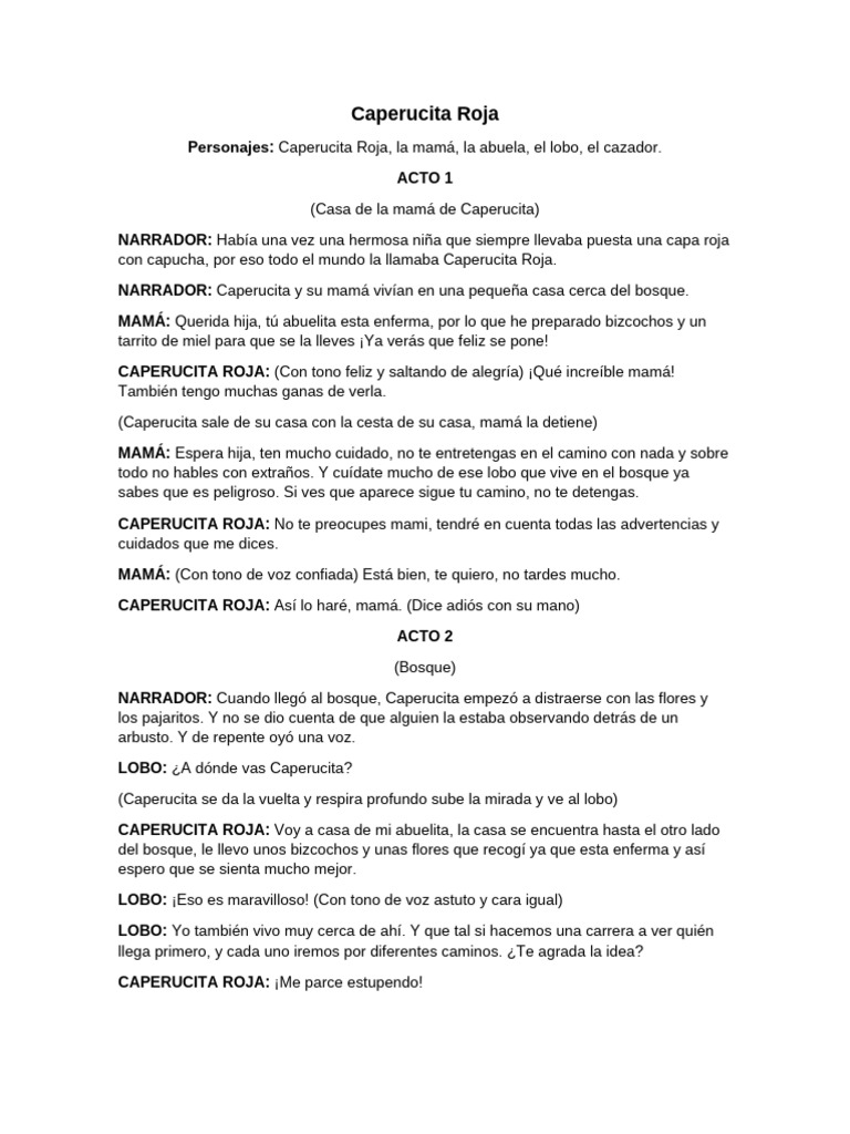 Caperucita Roja Sumativa (Guion Teatral) | PDF | Caperucita Roja