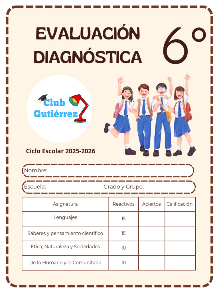 Examen Diagnóstico 6° Grado 2025-2026 | PDF