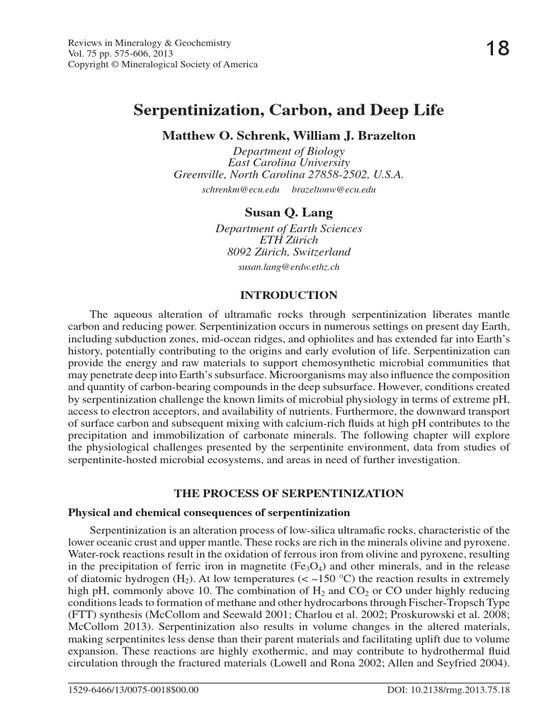 Serpentinization and Deep Life Insights | PDF | Hydrothermal Vent ...