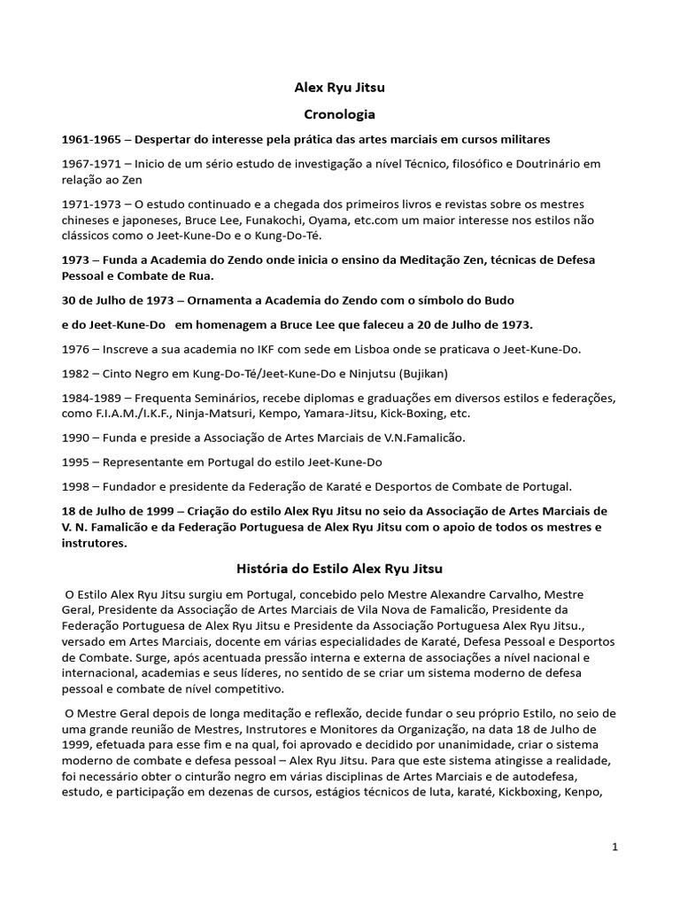 História do Alex Ryu Jitsu | PDF | Espada | Pedagogia