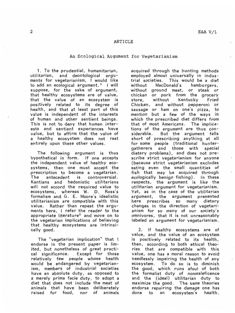 Ecological Case for Vegetarianism | PDF | Meat | Ecology