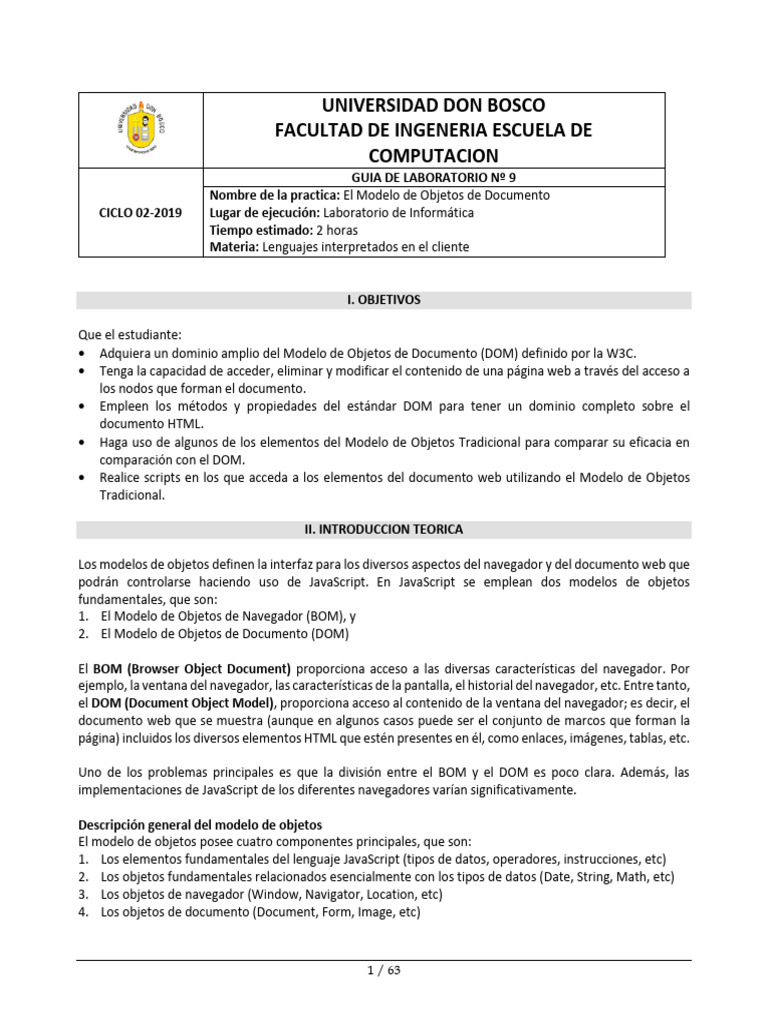 Guia 9 | PDF | Modelo de objeto de documento | HTML