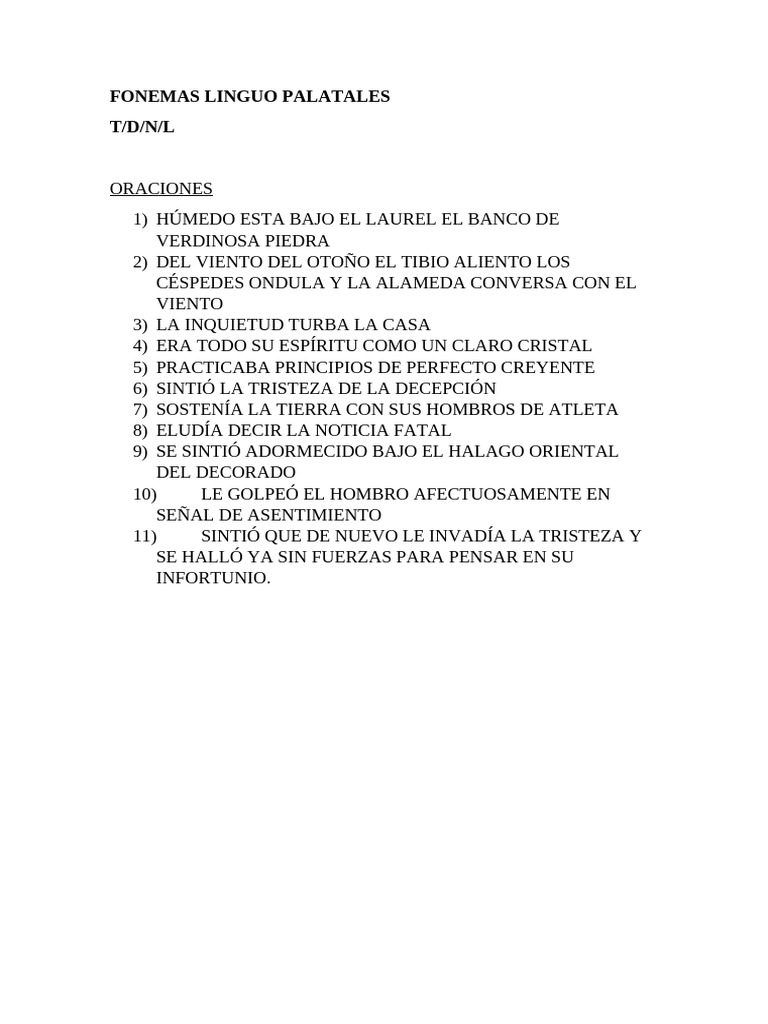 2do Año Fonemas Linguo Palatales (Oraciones) | PDF
