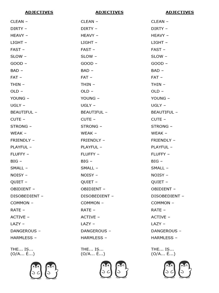 Animal Adjectives Worksheet | PDF