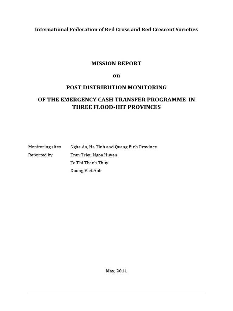 Post-Distribution Monitoring Report: Emergency Cash Transfers | PDF ...