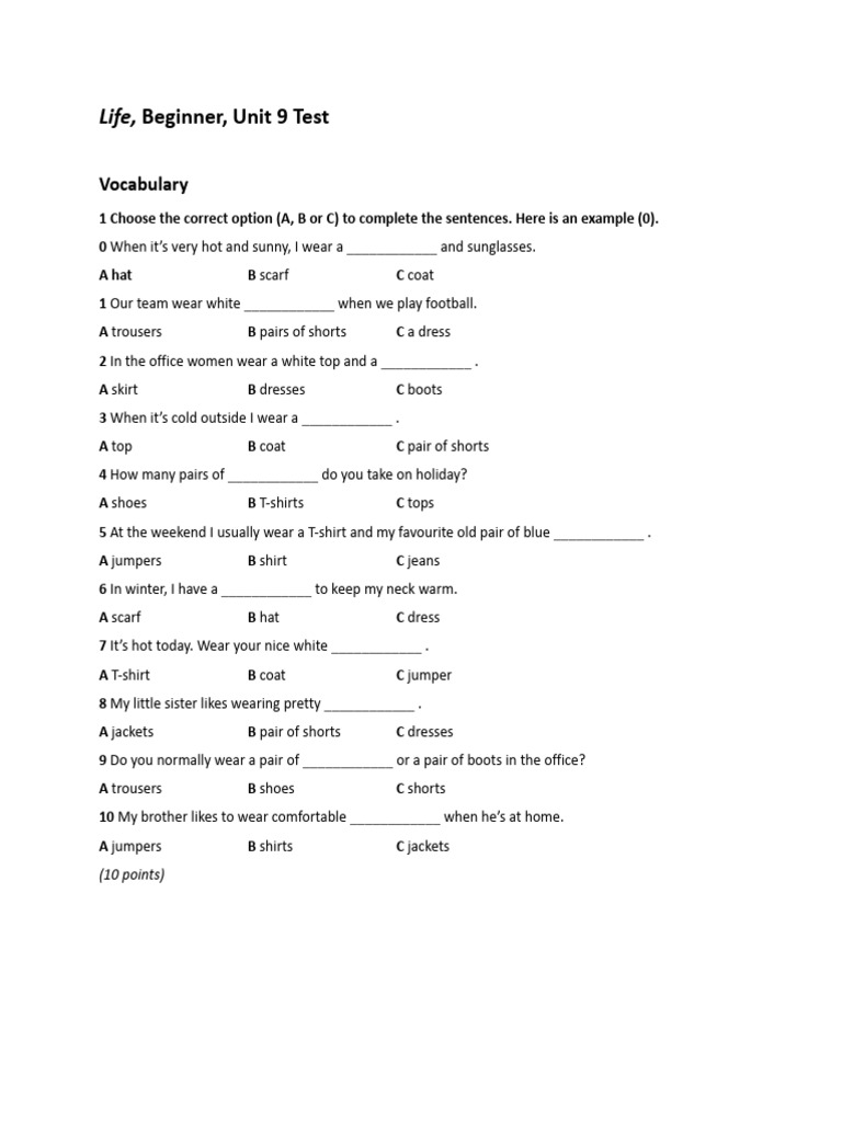 Arlette Michelle Guti-Rrez Sol-S - Life 2e - Beginner - Unit 9 Test ...