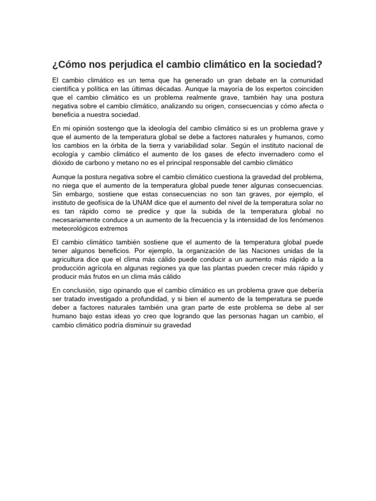 Español Ensayo Cambio Climatico | PDF