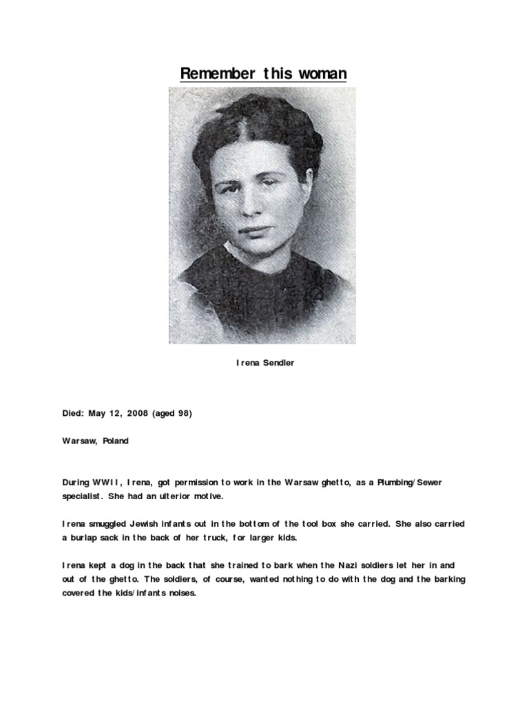 Irena Sendler: WWII Child Rescuer | PDF | History
