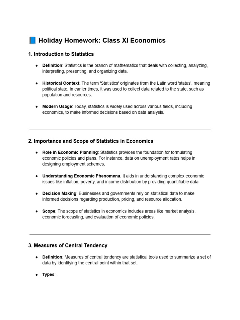 Economics Class XI Holiday Homework | PDF | Economics | Consumption ...