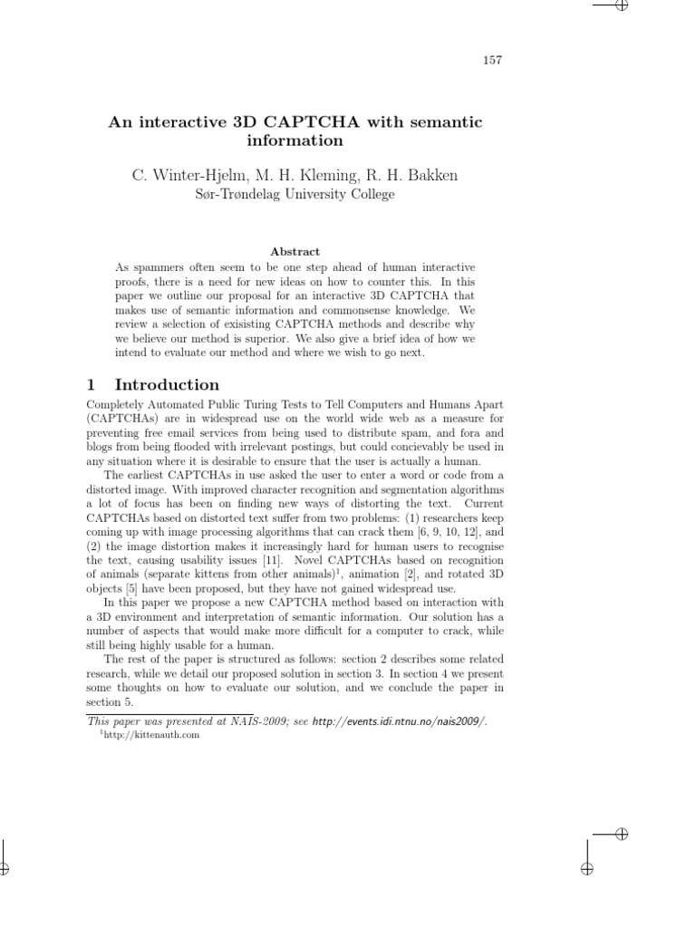 An Interactive 3D CAPTCHA With Semantic | PDF | Artificial Intelligence ...