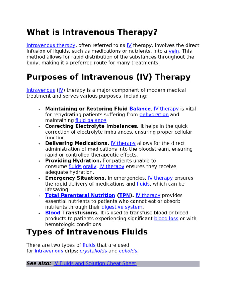 Understanding Intravenous Therapy Basics | PDF | Intravenous Therapy ...