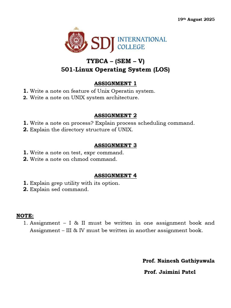 Linux OS Assignments Overview | PDF