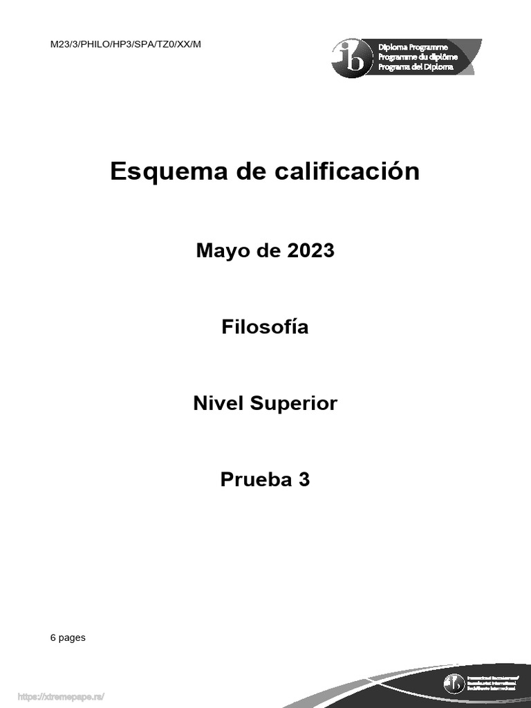 Esquema de Calificación: Filosofía IB 2023 | PDF | Experiencia ...