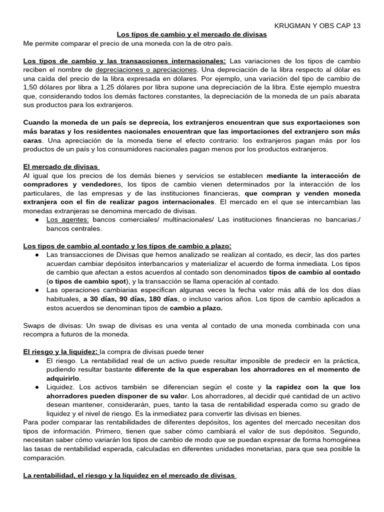 Capitulo 13 Krugman | PDF | Tipo de cambio | Moneda
