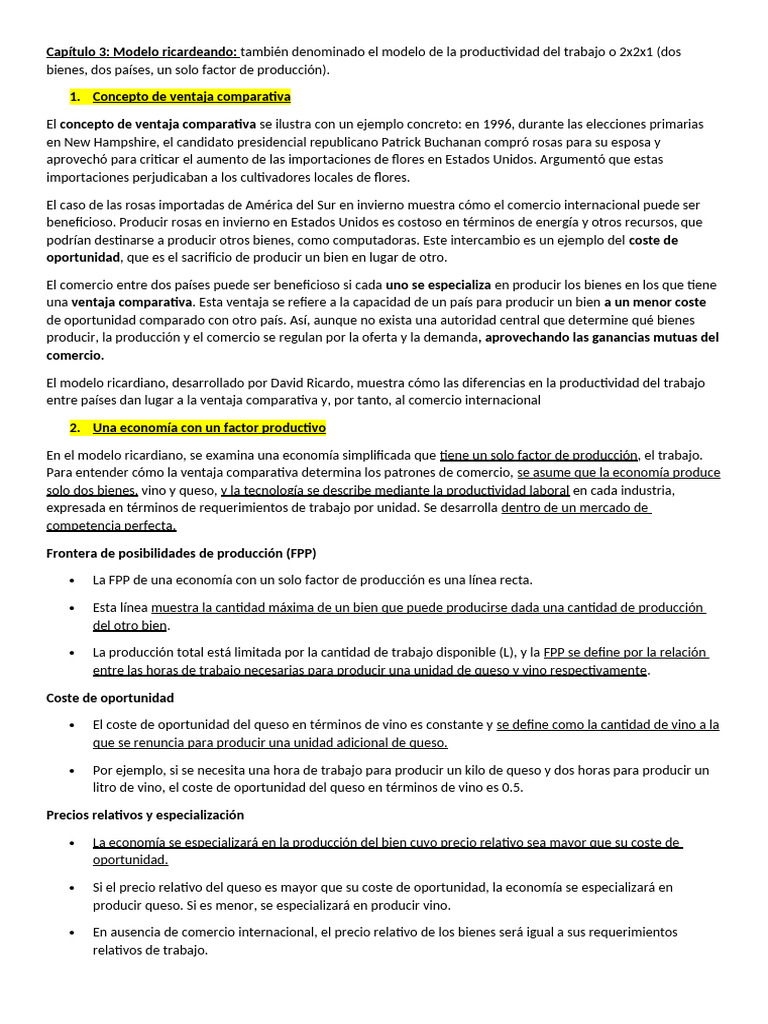 Capitulo 3 Krugman | PDF | Ventaja comparativa | Costo de oportunidad