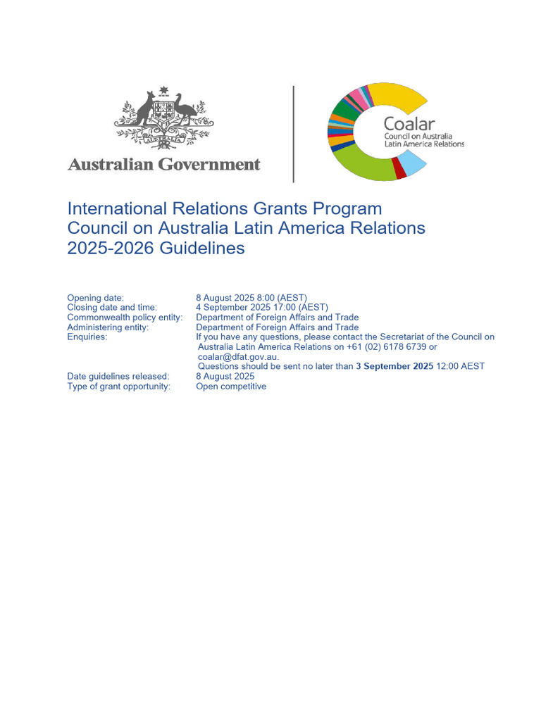 COALAR Grant Guidelines 2025-2026 | PDF | Australia