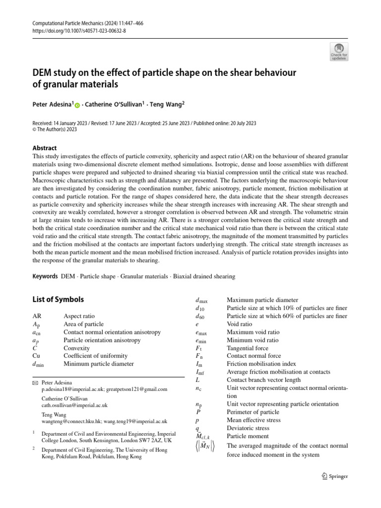 Particle Shape Effects on Shear Strength | PDF | Stress (Mechanics ...