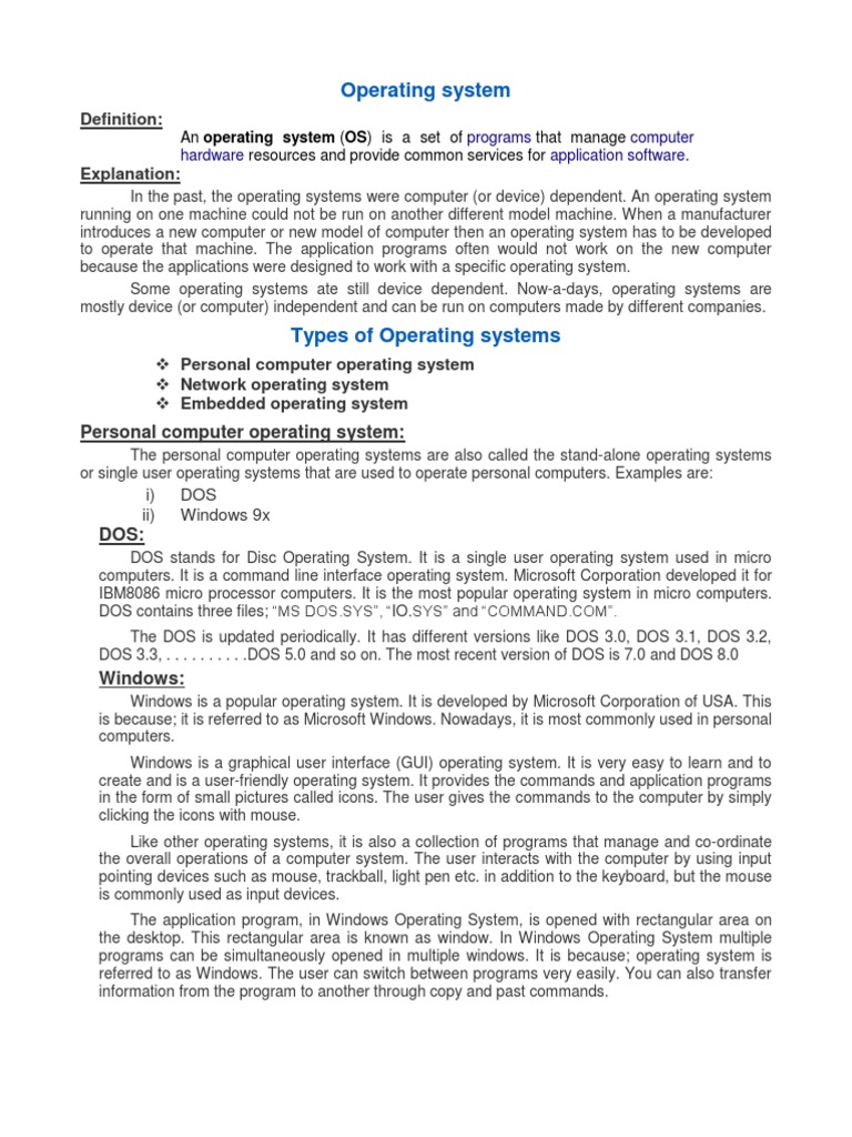 Operating System | Download Free PDF | Operating System | Dos