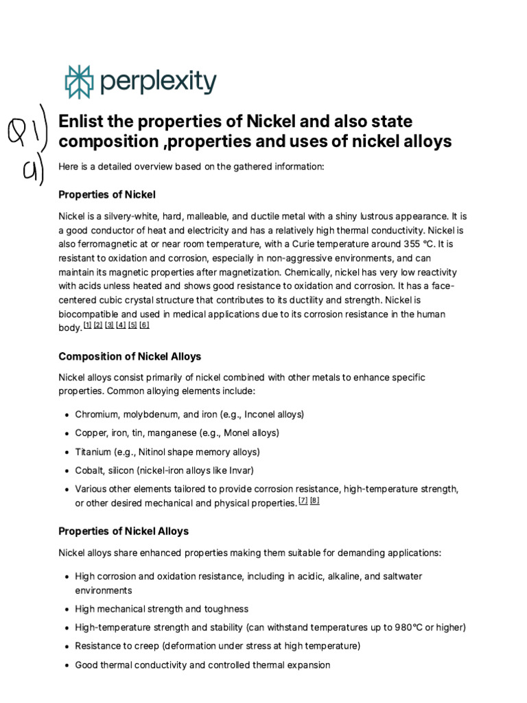 Enlist The Properties of Nickel and Also State Com Edited | PDF ...