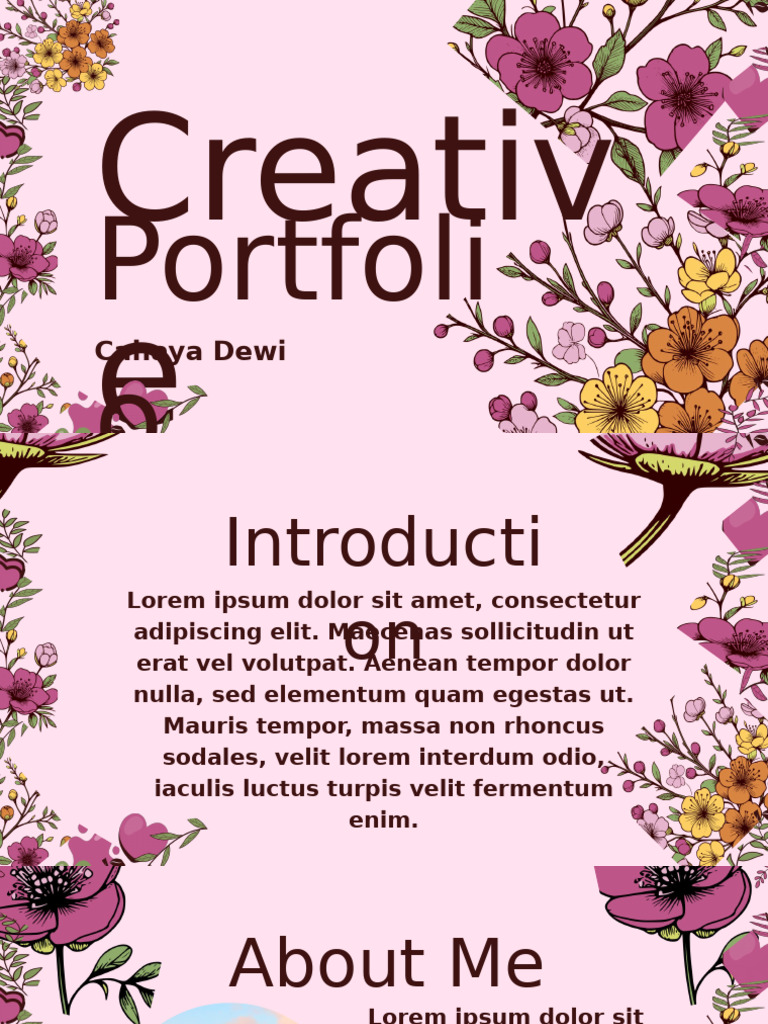 Pink and Green Cute Floral Portfolio Presentation | PDF