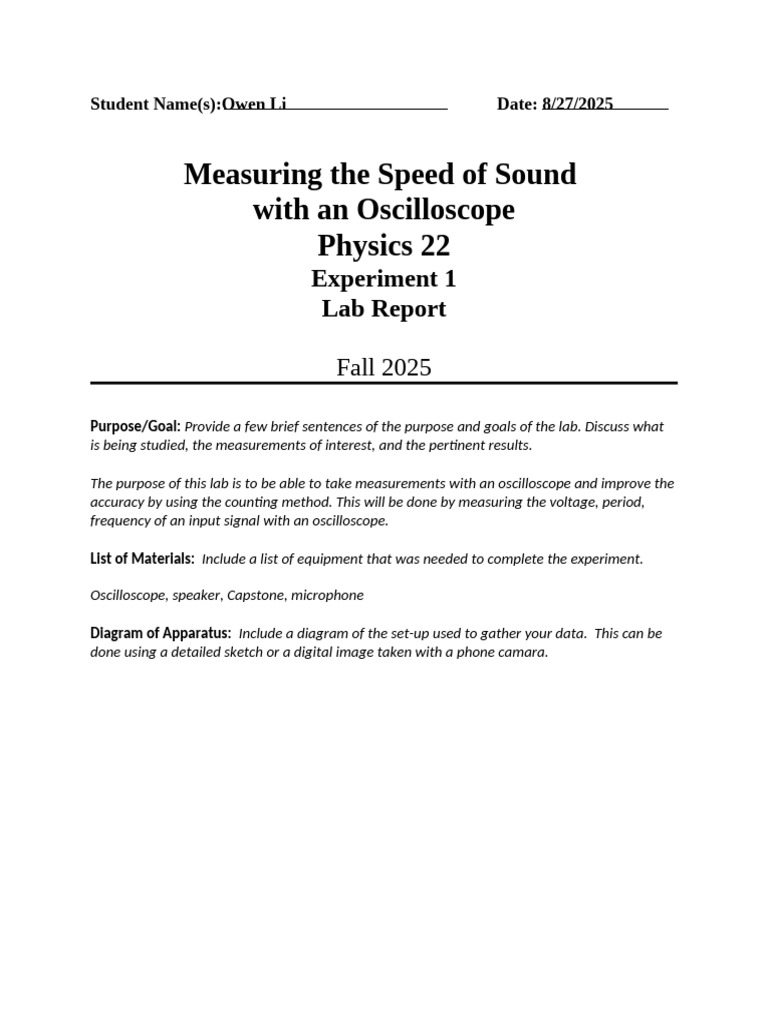Experiment 1 Report Template-2 | PDF | Microphone | Frequency