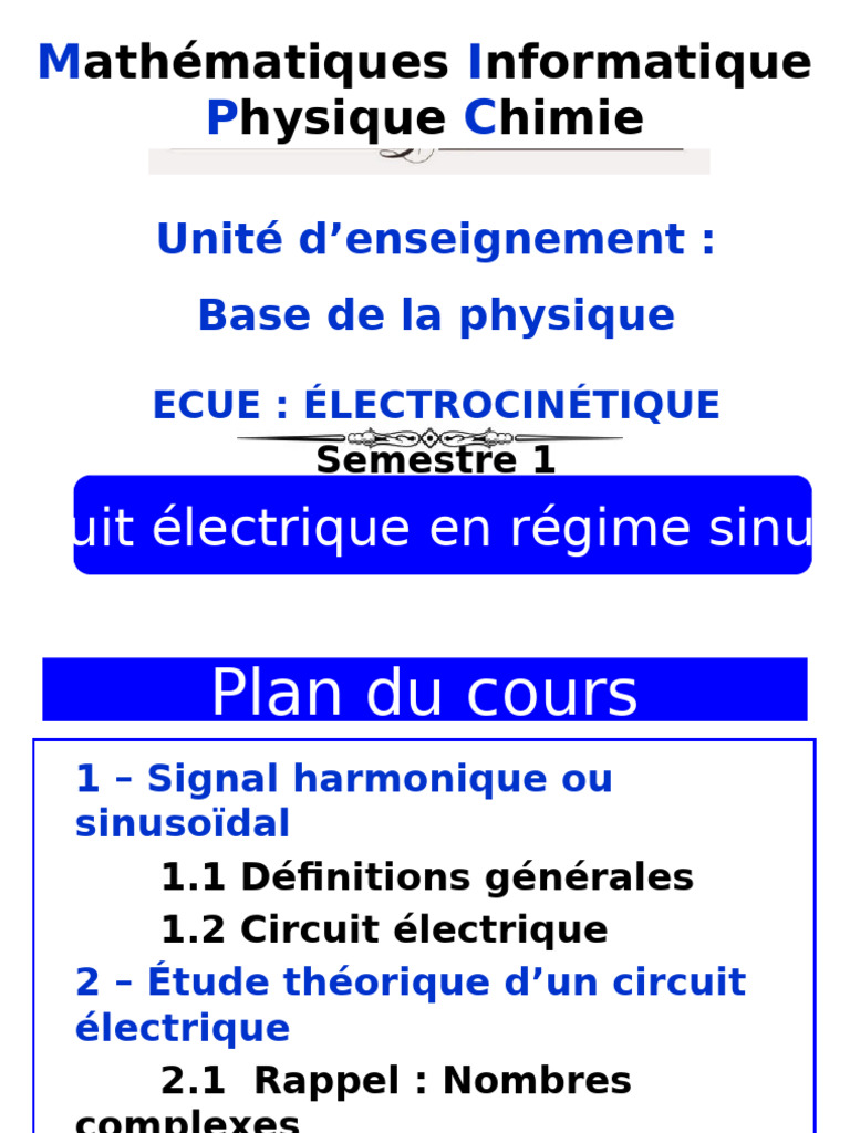 Introduction à l'électrocinetique RLC | PDF | Impédance (électricité) | Tension électrique