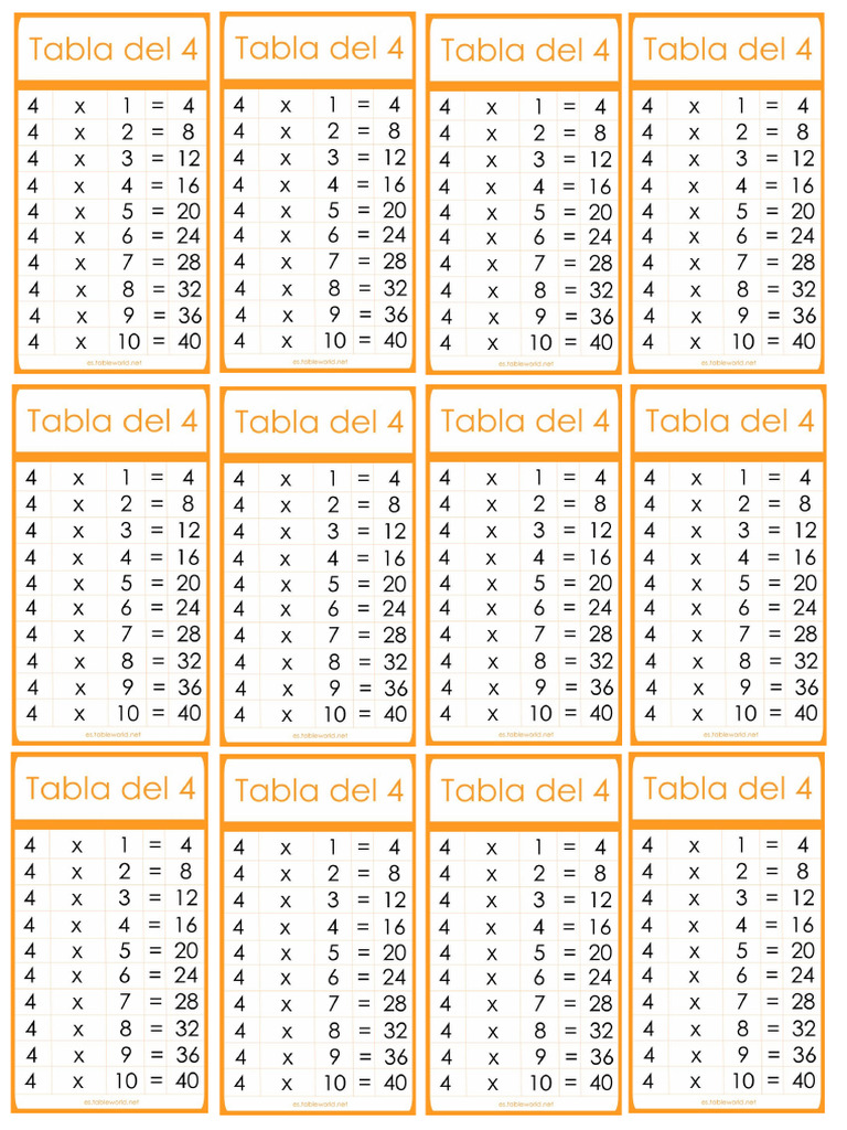 La Tabla Del 4 | PDF
