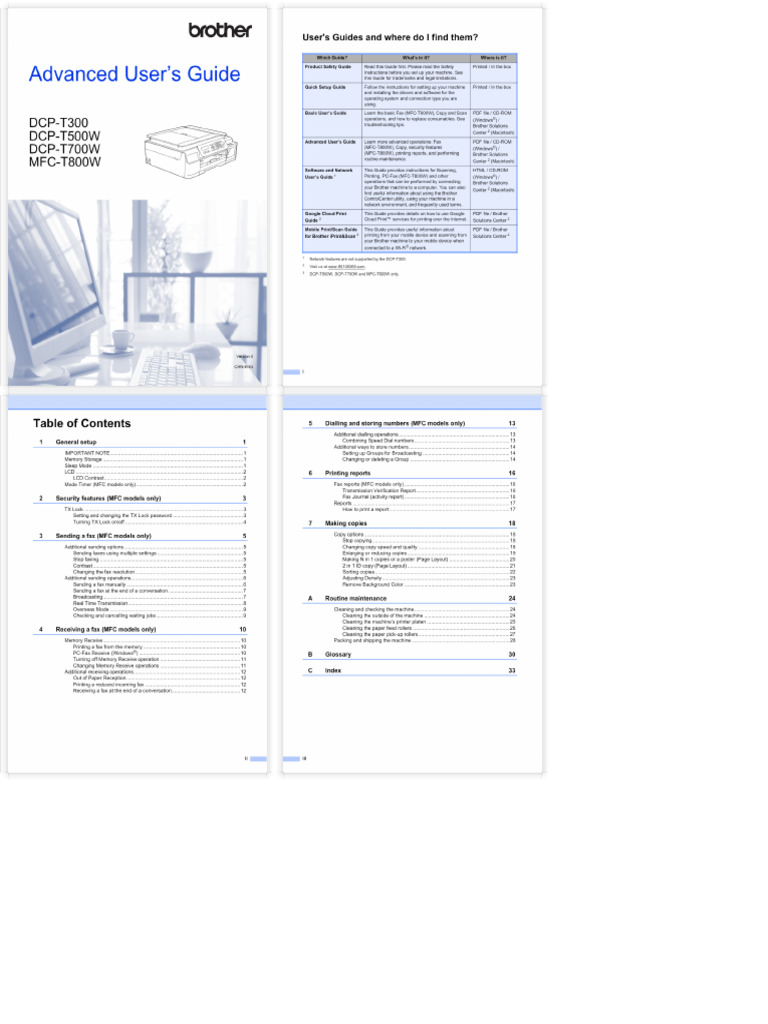 Brother DCP-T300 Manual de Usuario Avanzado | PDF