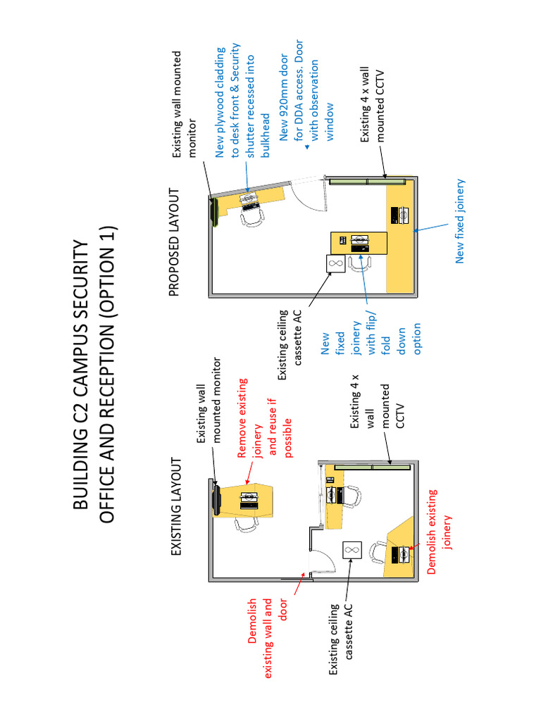 Office Layout Proposals for Security | PDF | Wall | Architectural Design