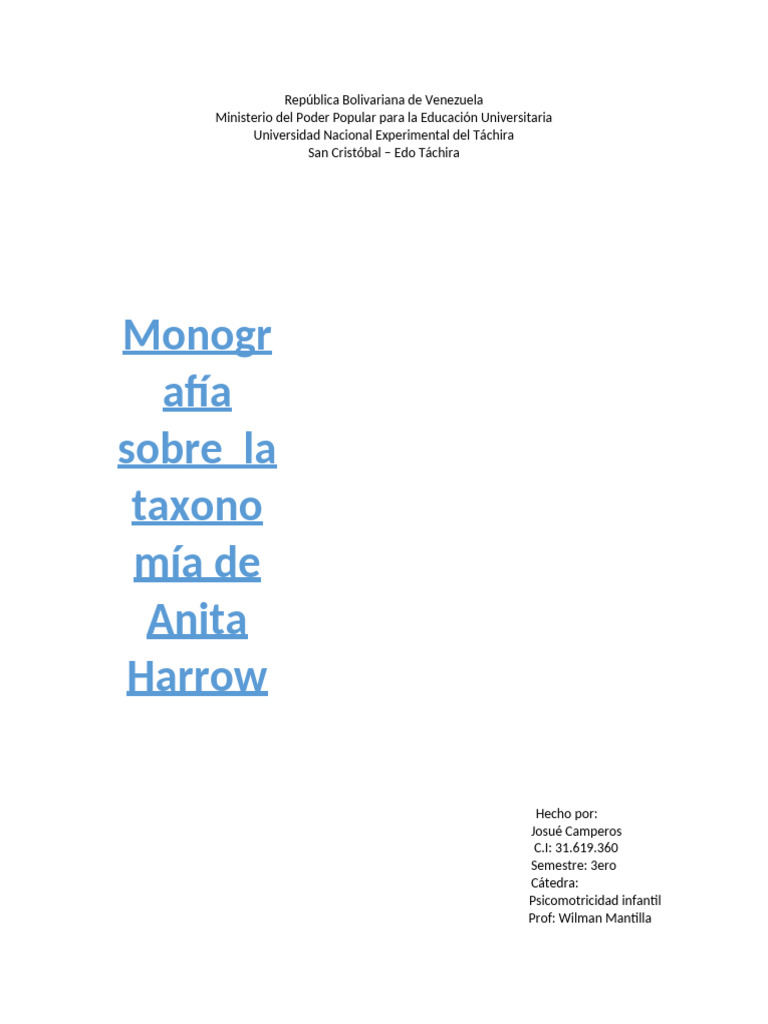 Taxonomía de Anita Harrow en Psicomotricidad | PDF | Percepción ...