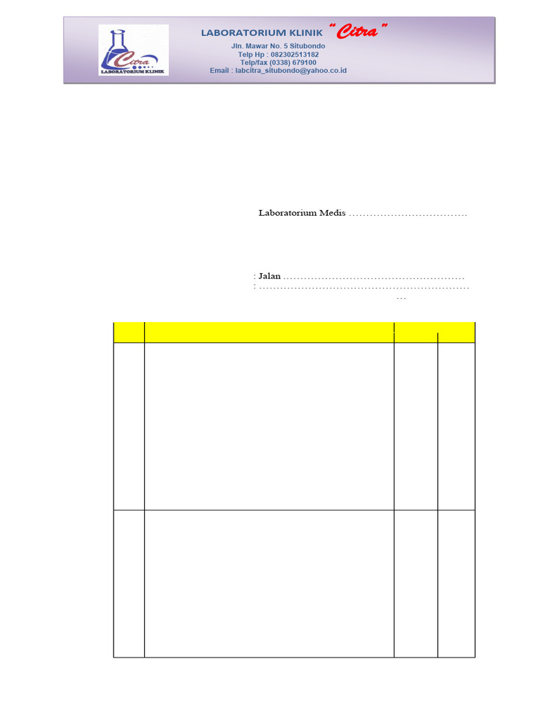 Checklist SA Laboratorium Klinik | PDF