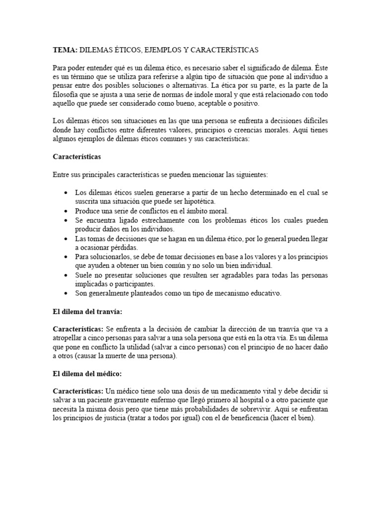 Ejemplos de Dilemas Éticos Comunes | PDF | Moralidad