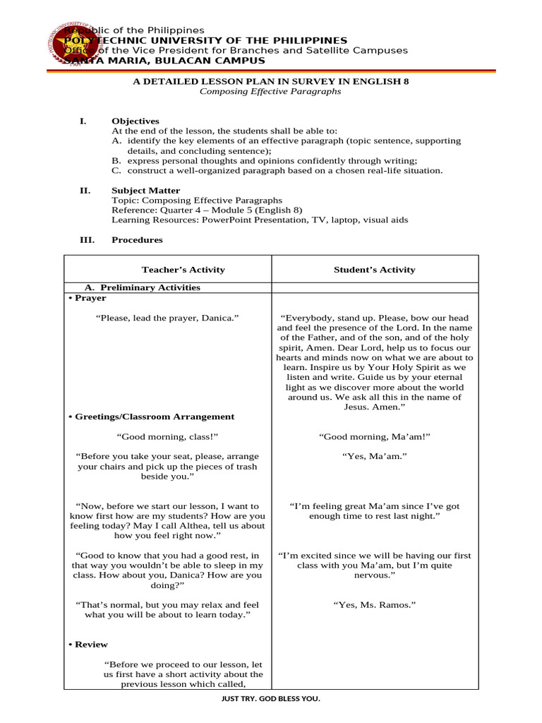 Effective Paragraph Writing Lesson Plan | PDF