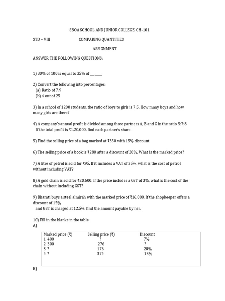 COMPARING QUANTITIES | PDF | Interest | Compound Interest