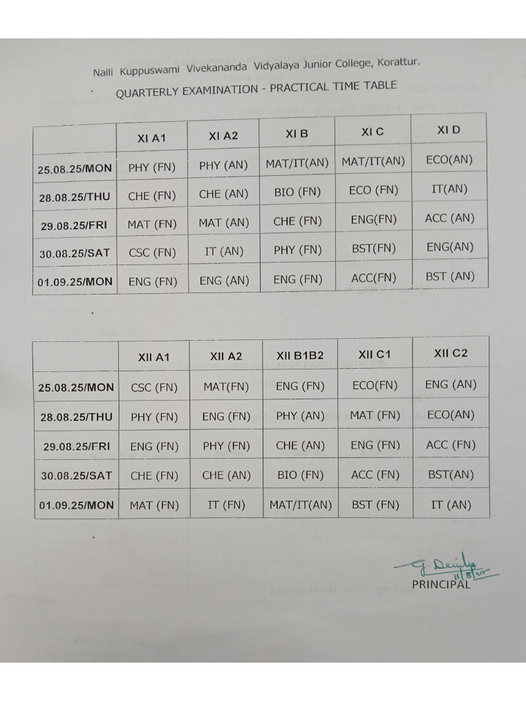 Practical Timetable | PDF