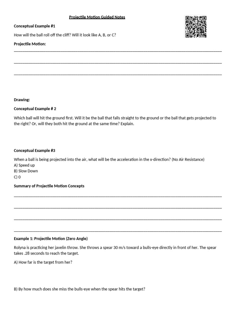 Projectile Motion Guided Notes | PDF | Projectiles | Motion (Physics)