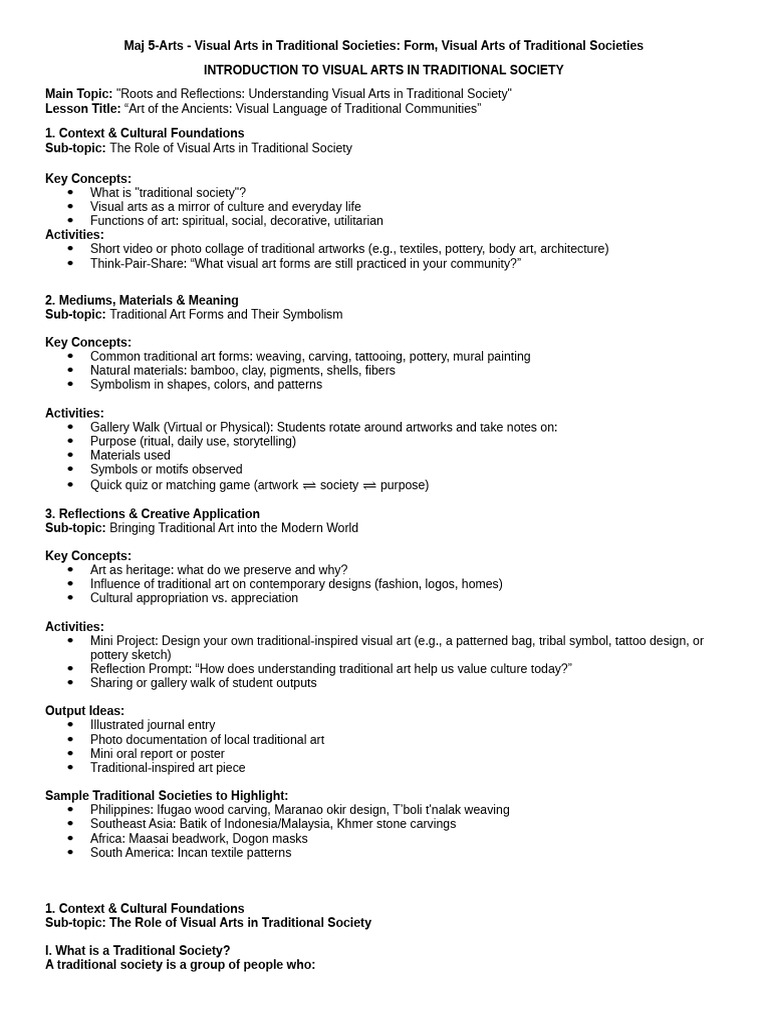 INTRODUCTION-TO-VISUAL-ARTS-IN-TRADITIONAL-SOCIETY | PDF | Textiles