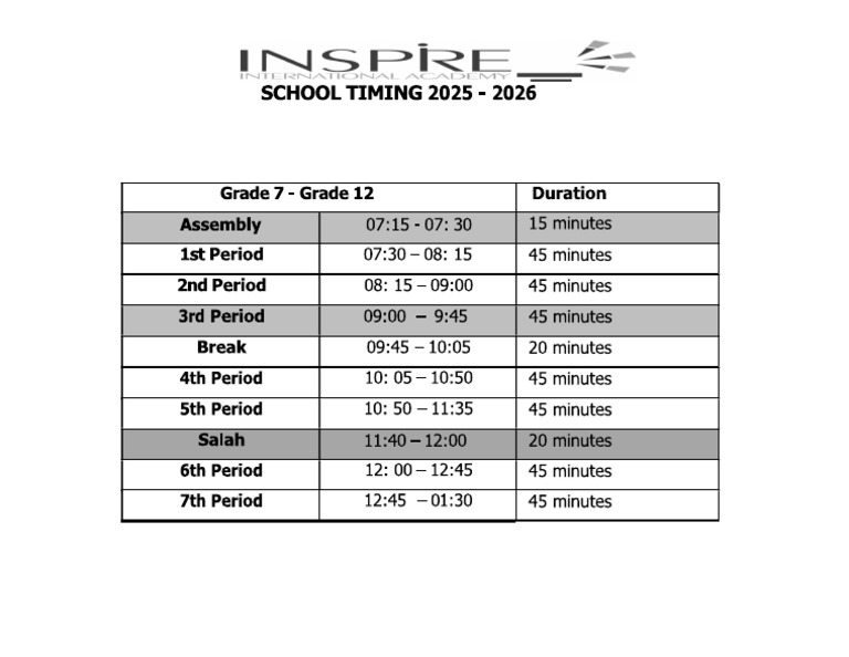 School Timing 25 7-12 | PDF