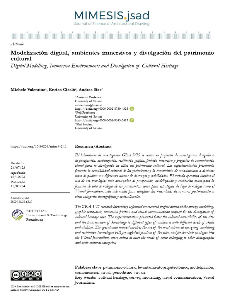 Valentino, M., Cicalo, E. y Sias, A. (2023) - Modelización Digital ...