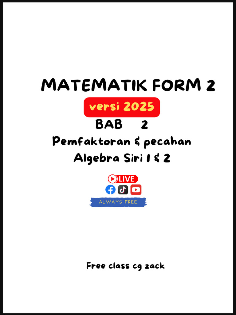 Siri 1& 2 Maths Form 2 Bab 2 | PDF