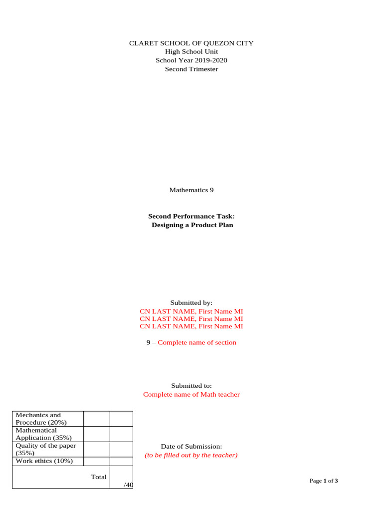 PETA 1. T2 Output Template | PDF | Variable (Mathematics) | Mathematics