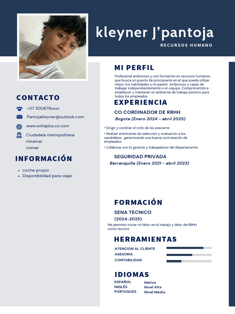 Currículum Vitae Asesor Financiero Profesional Corporativo Azul y Gris PDF | PDF