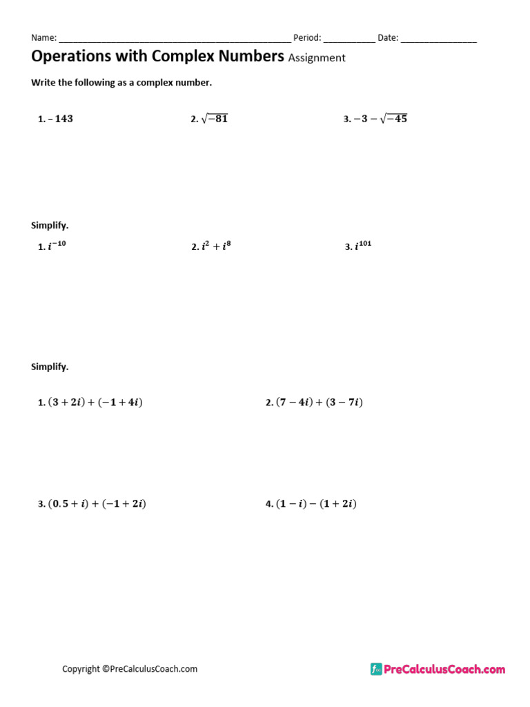 0 2 Assignment Operations With Complex Numbers | PDF | Chess Theory | Chess