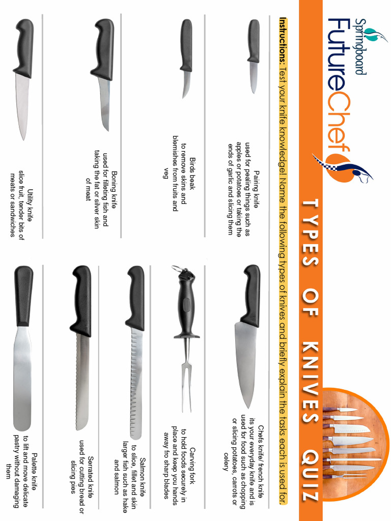 Knife Quiz Homework Task 4 | PDF | Knife | Western Cuisine