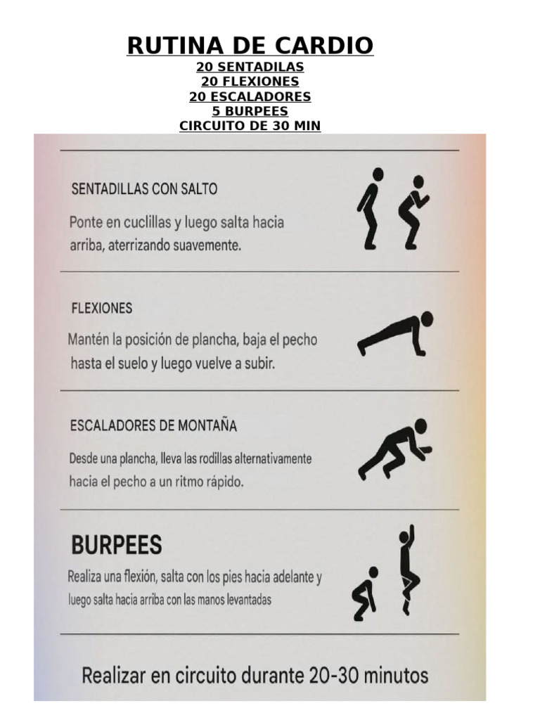 Rutina de Cardio: Circuito de 30 Minutos | PDF