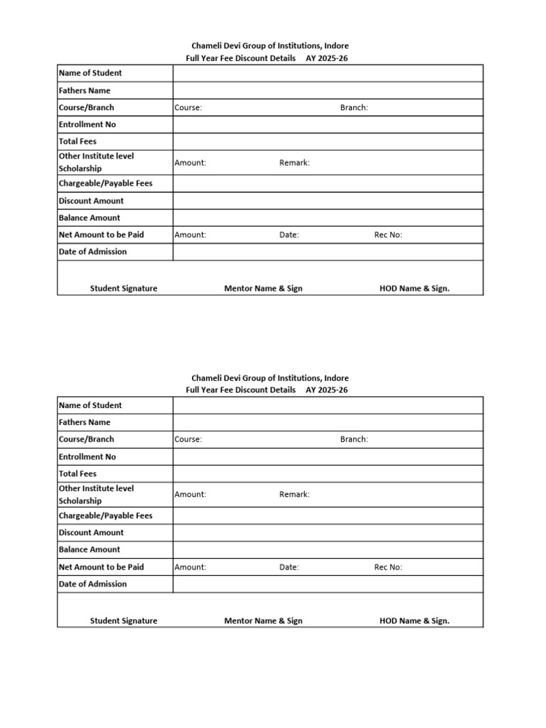 Fee Concession Form | PDF