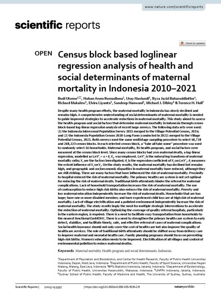 Maternal Mortality Factors in Indonesia | PDF | Maternal Death ...